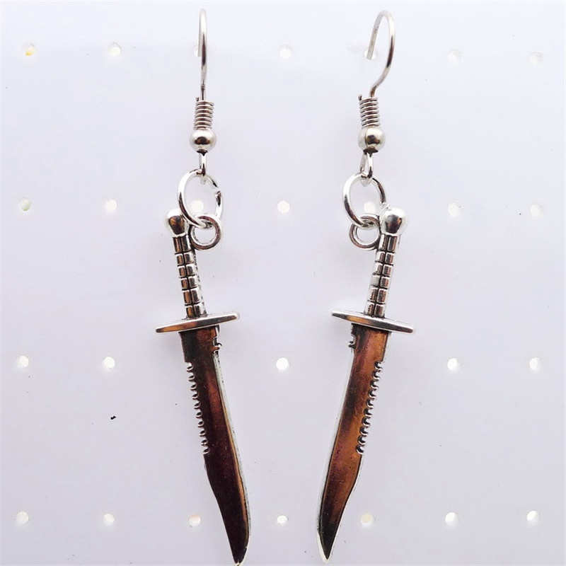 Fashion Hook Knife Weapon Military 925 Silver Plated Earring Dagger ...