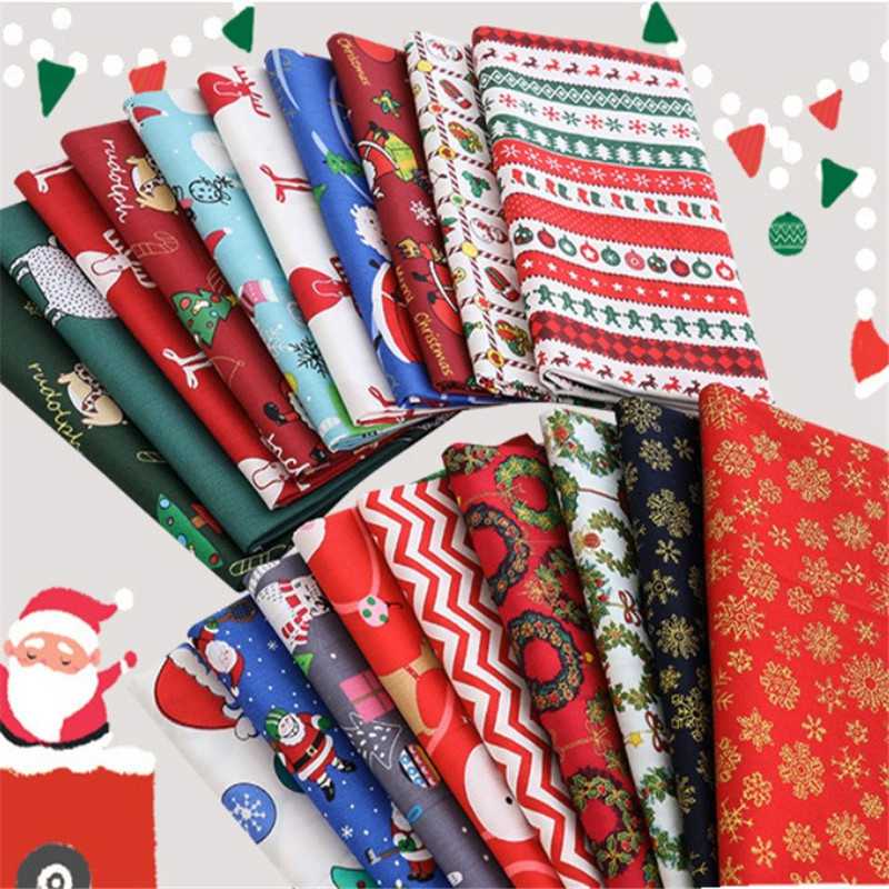 Christmas Fabric Fat Quarter Bundle 100 Cotton Red Green Festive