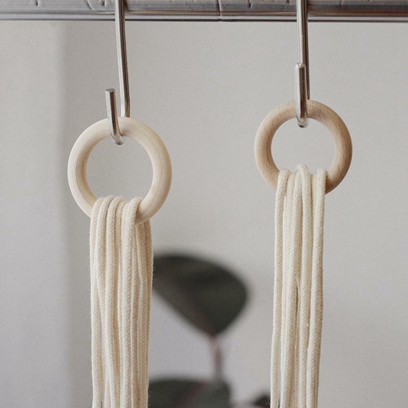 Wooden Round Rings DIY Macrame Beads 5 Pcs Natural Jewellery Necklace ...